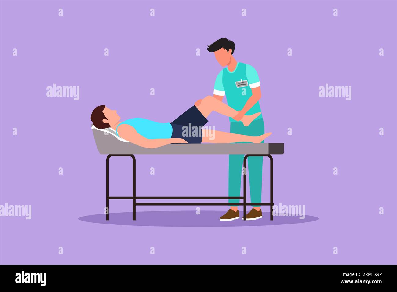 Graphic flat design drawing man lying on massage table professional ...