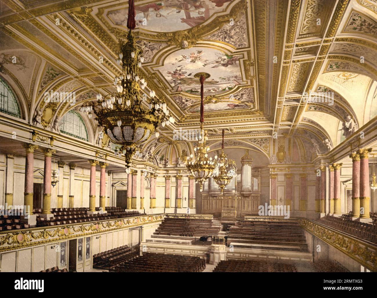 Großer Konzertsaal in der Tonhalle in Zürich, Schweiz, 1896, Historisch, digital restaurierte ...