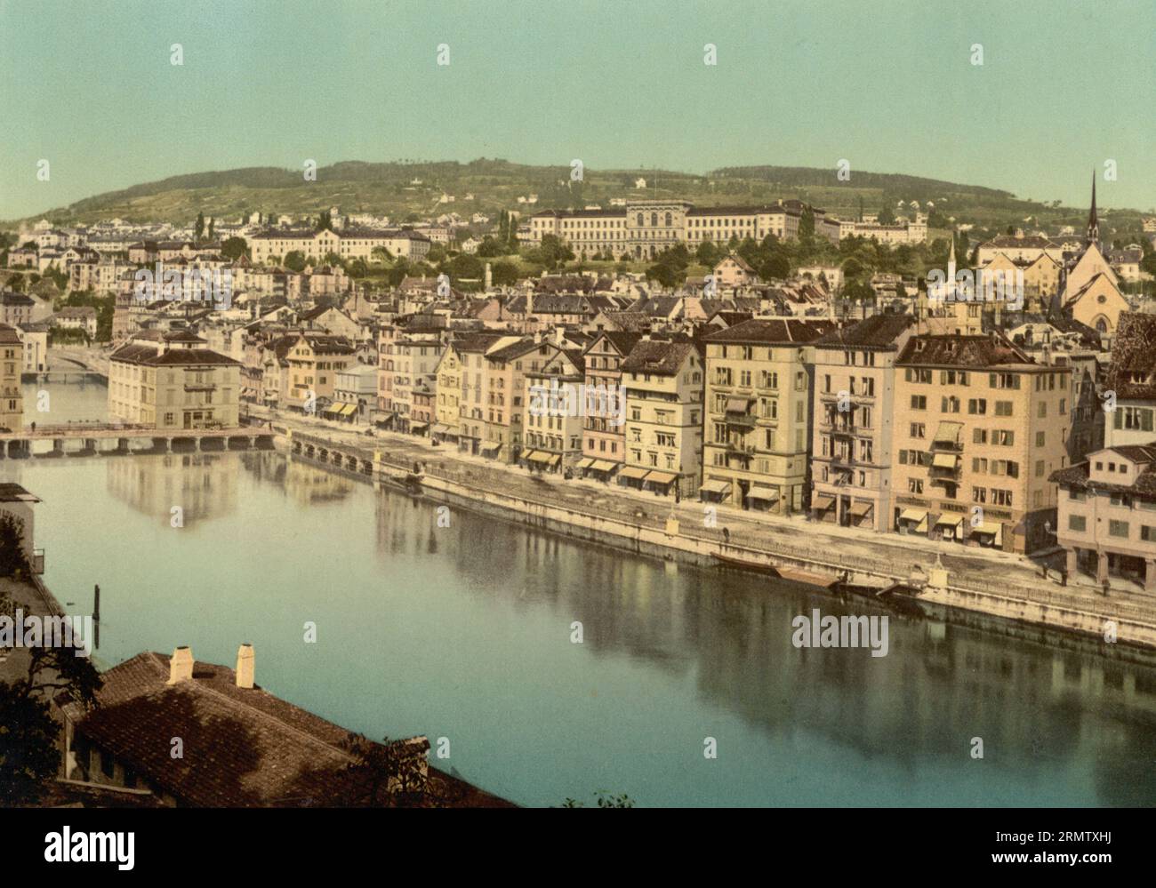 Limmatquai in Zürich, Schweiz, 1896, Historisch, digital restaurierte ...