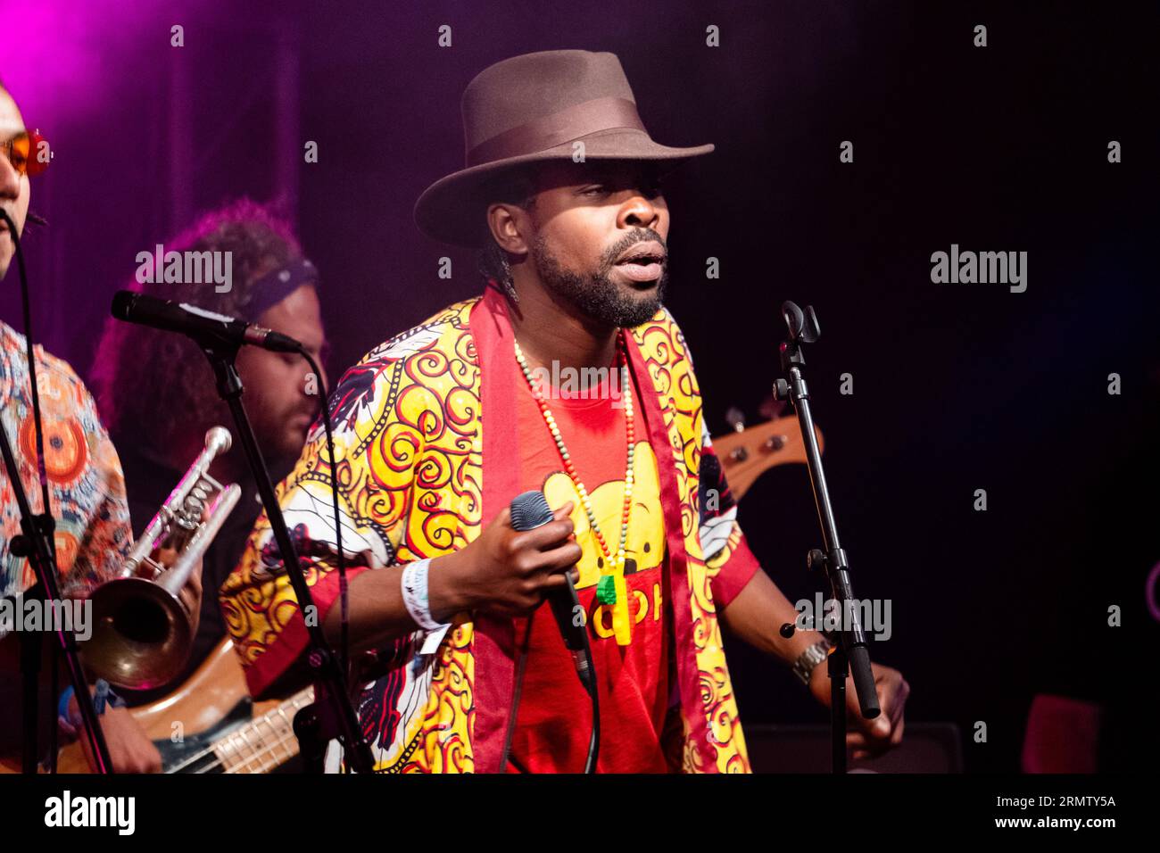Cardiff band Afro Cluster in the Chai Wallahs Tent at Green Man ...
