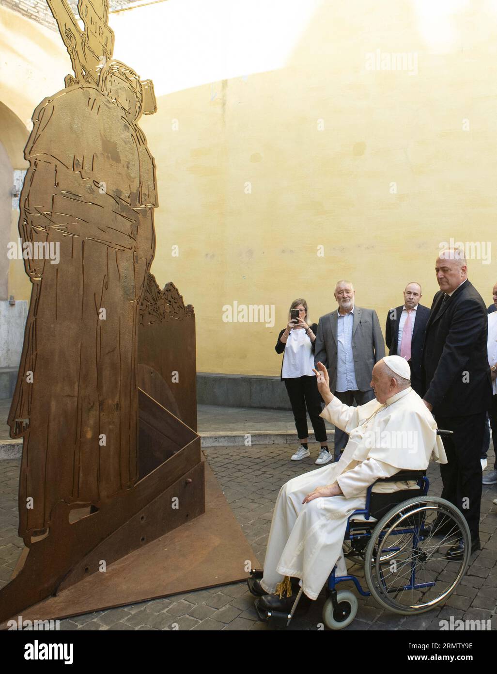 Pope Francis blesses a sculpture ‘A Bridge for Peace' before the weekly ...