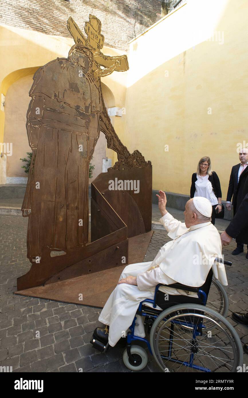 Pope Francis blesses a sculpture ‘A Bridge for Peace' before the weekly ...