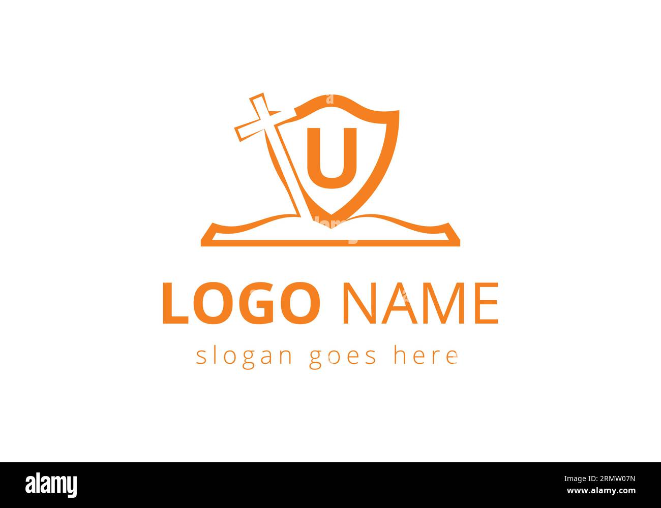 Church logo With U Letter Concept. Christian sign symbols. The cross of ...