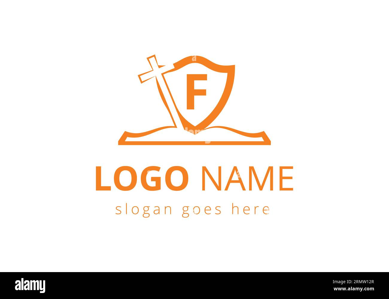 Church logo With F Letter Concept. Christian sign symbols. The cross of ...