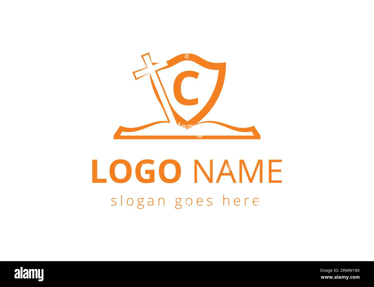 Church logo With C Letter Concept. Christian sign symbols. The cross of ...