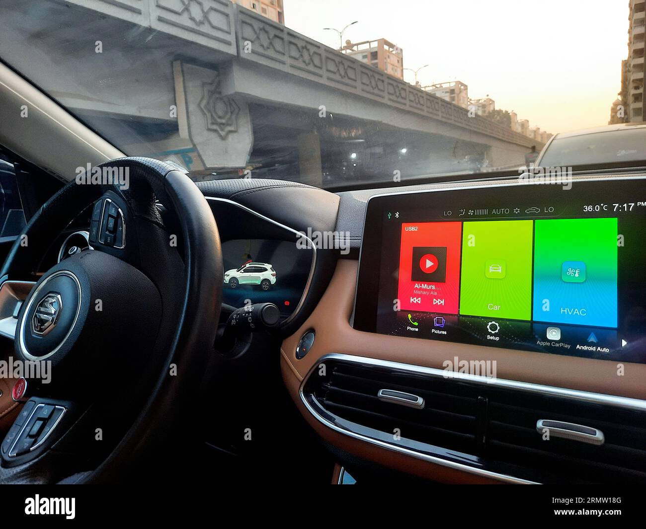 Cairo ,Egypt, August 7 2023: MG SUV automotive car cockpit, dashboard ...
