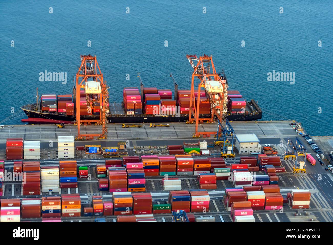 Container ship at Tokyo International Container Terminal, Tokyo, Japan ...