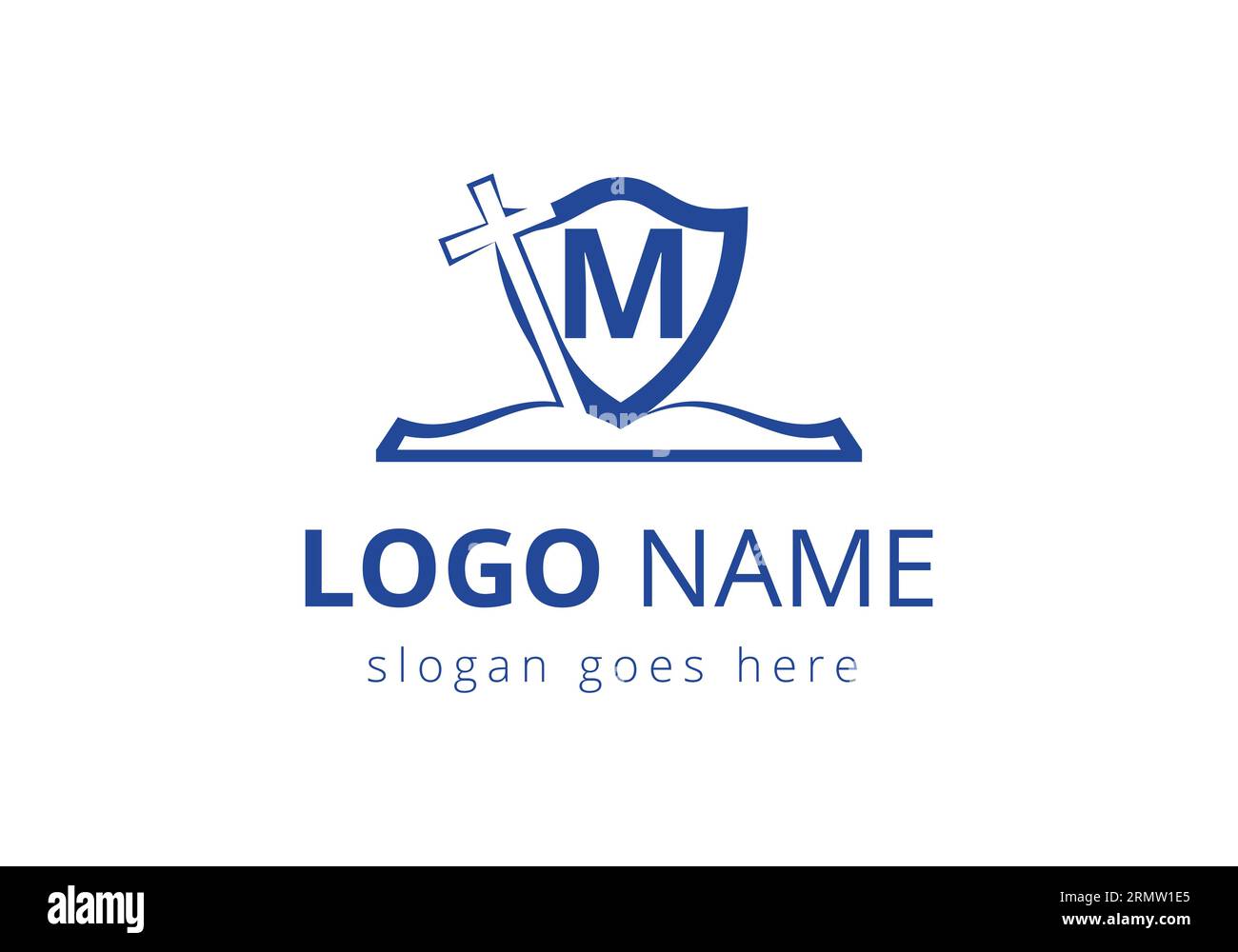 Church logo With M Letter Concept. Christian sign symbols. The cross of ...