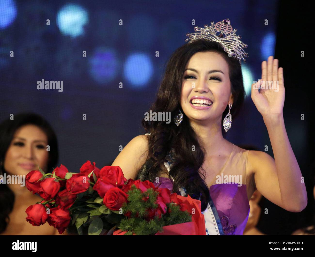 Miss Myanmar World Wyne Lay gestures after winning the crown at the ...