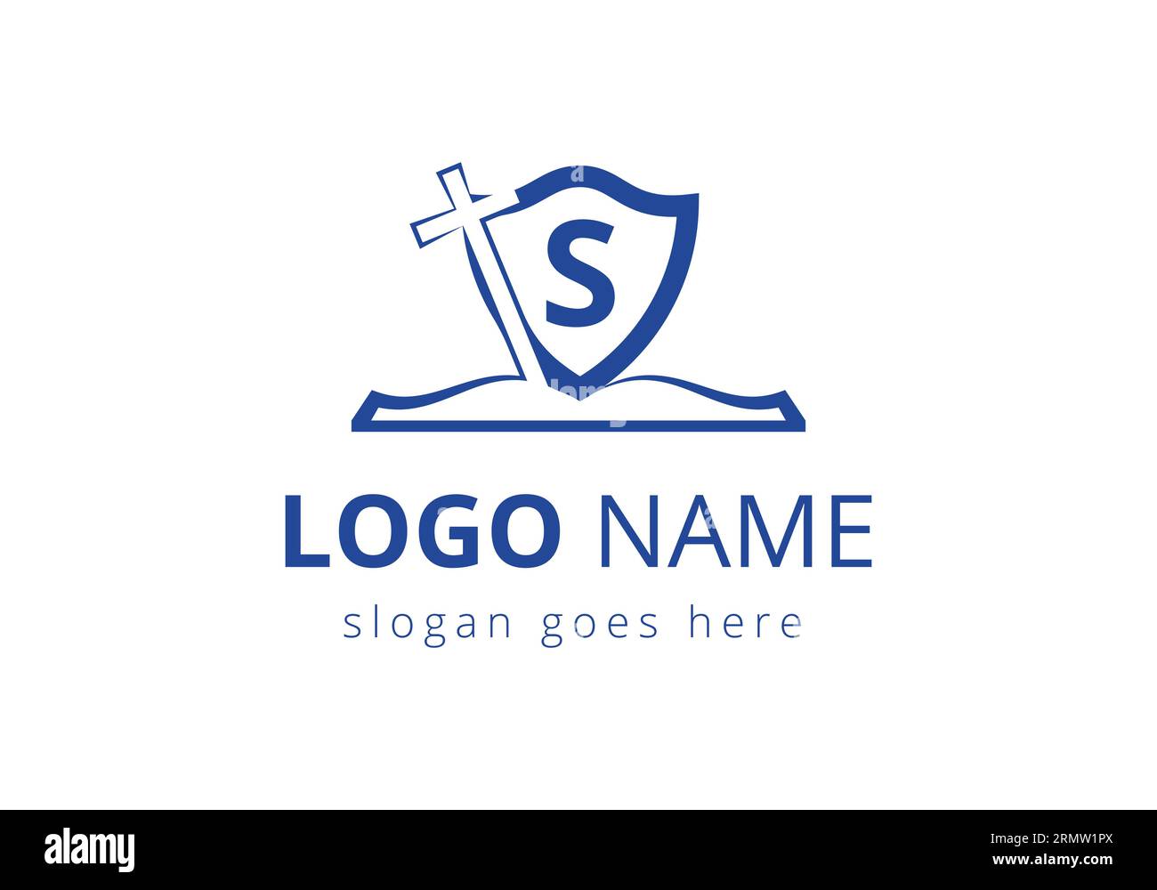 Church logo With S Letter Concept. Christian sign symbols. The cross of ...