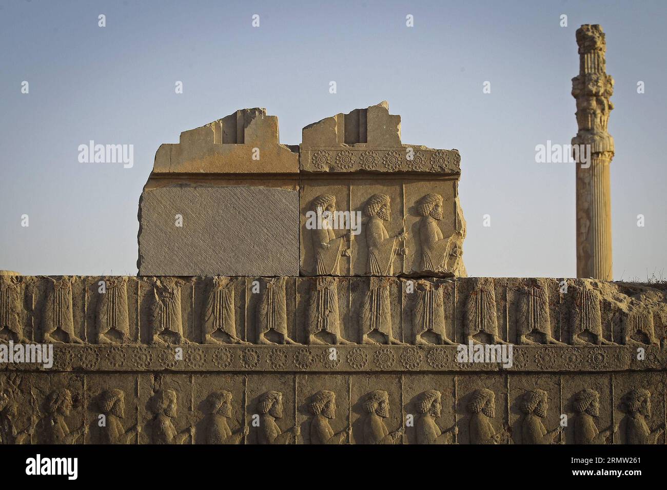 Reliefs are seen at the ancient Persian city of Persepolis outside ...