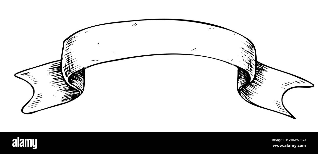 Ribbon for text. Hand drawn vector illustration of stripes for banners ...