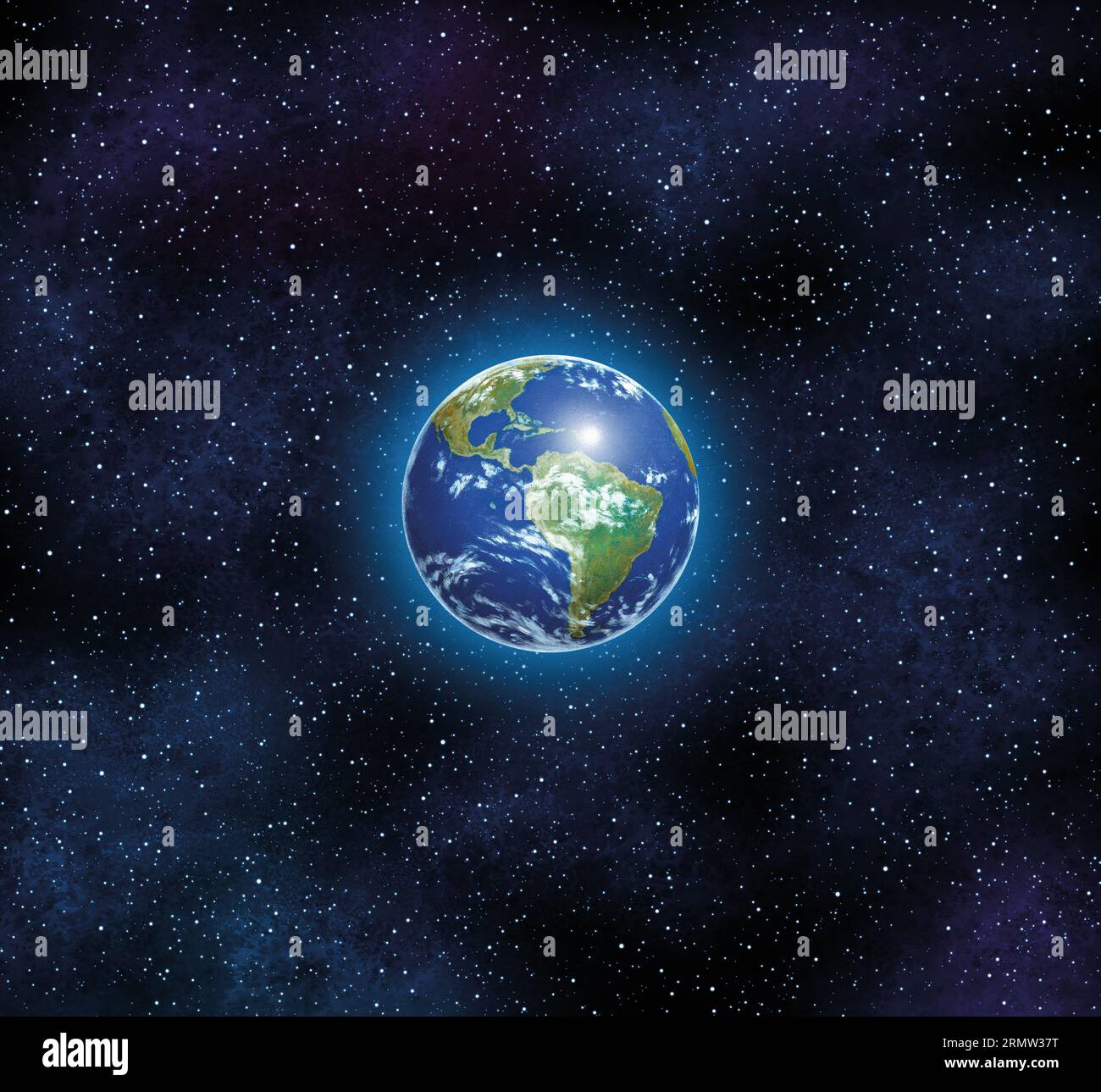 Illustration of Planet Earth Globe View from Space Stock Photo - Alamy