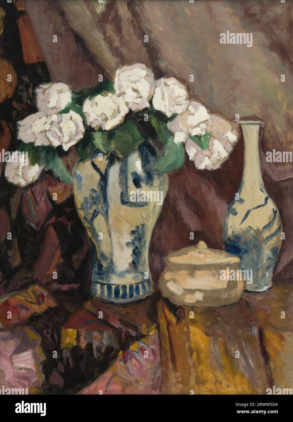 Still Life with White Roses in a Vase 1919 by Stefan Filipkiewicz Stock ...