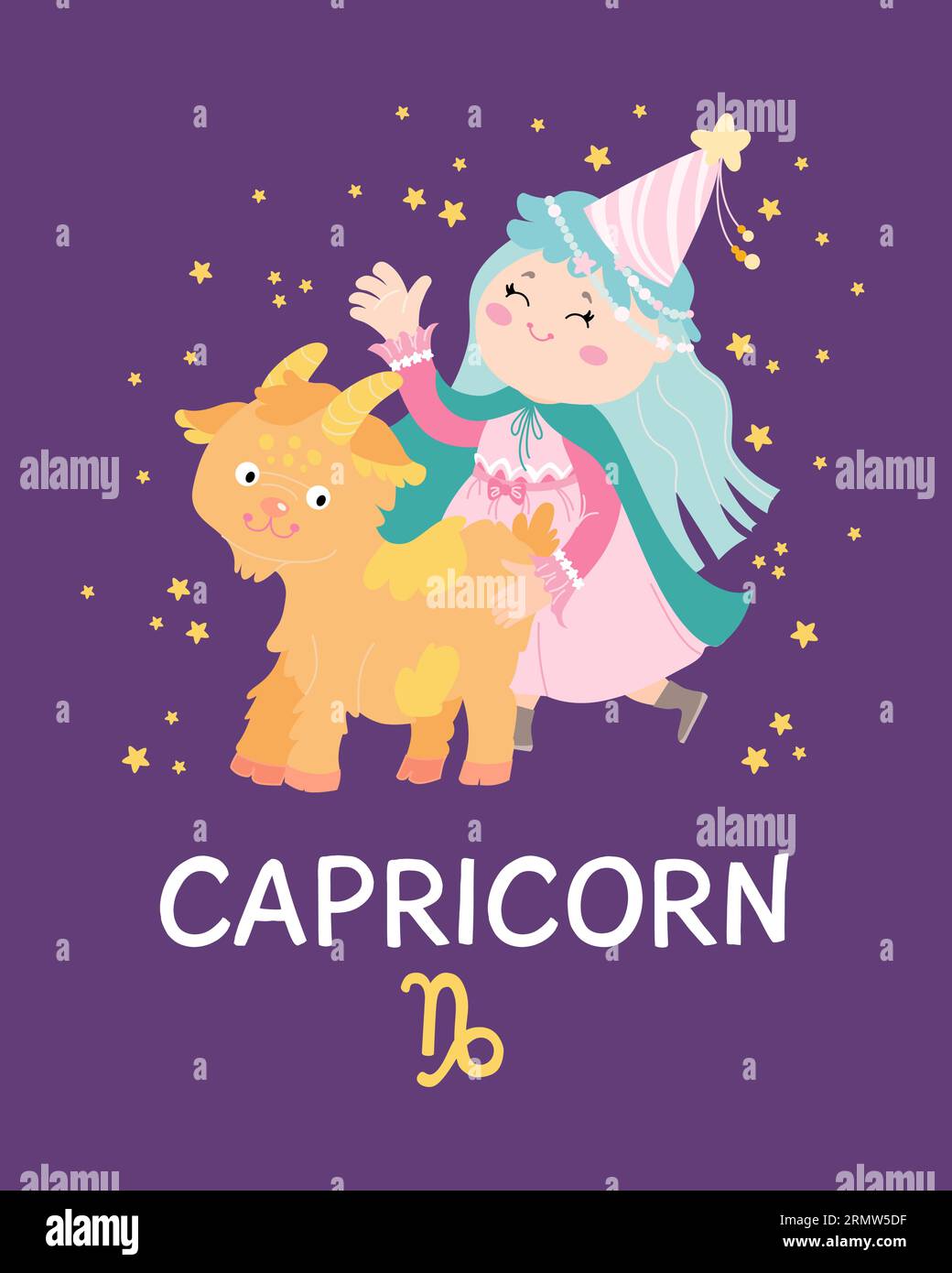 Cute sign zodiac card flat style. Vector illustration with astrological ...