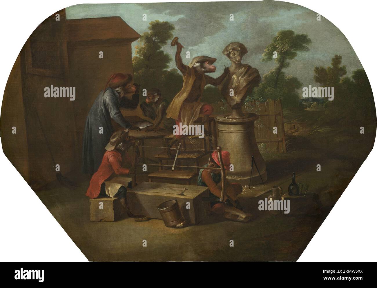 Singerie: The Sculptor circa 1739 by Christophe Huet Stock Photo - Alamy