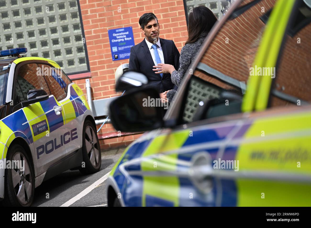 Prime Minister Rishi Sunak gives a pool interview during a visit to ...