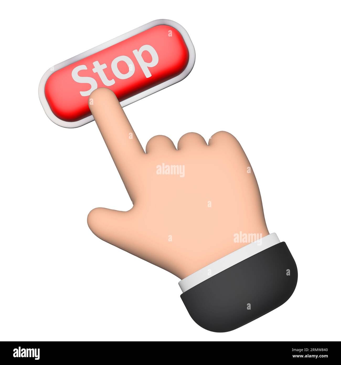 A men's hand clicking, pushing 3d stop button vector illustration Stock ...