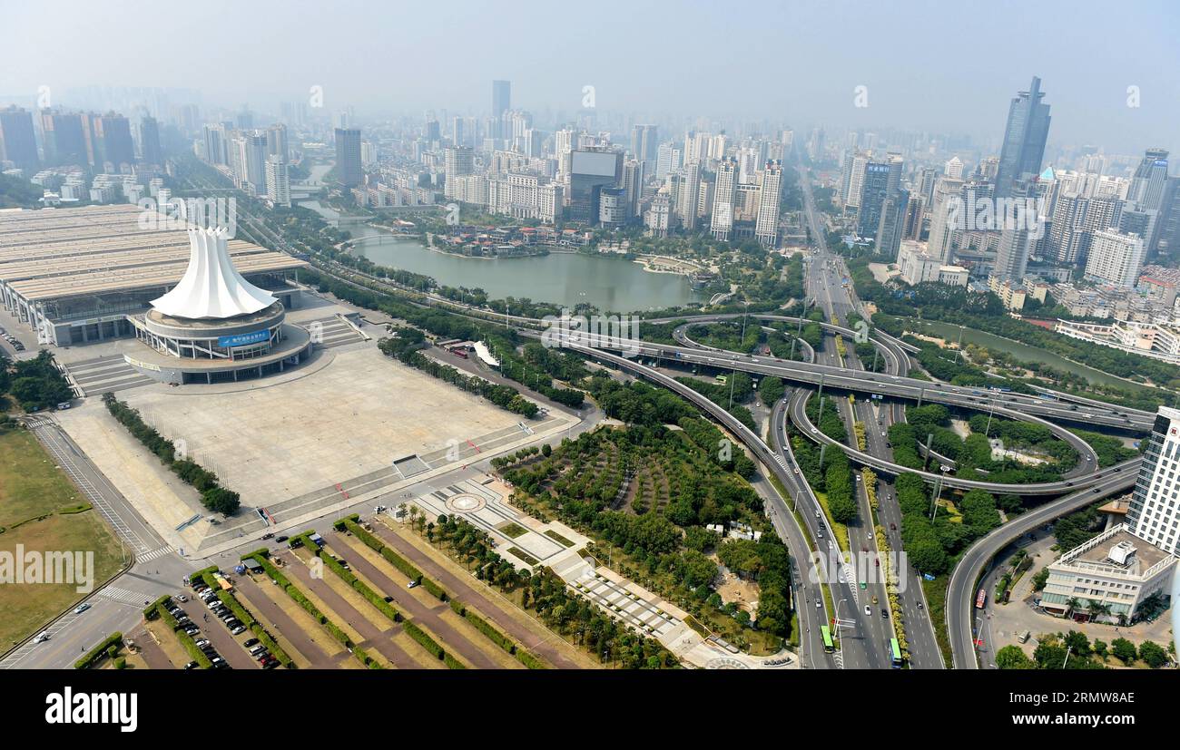 Aerial photo taken on Oct. 12, 2014 shows a view of Nanning, host city ...