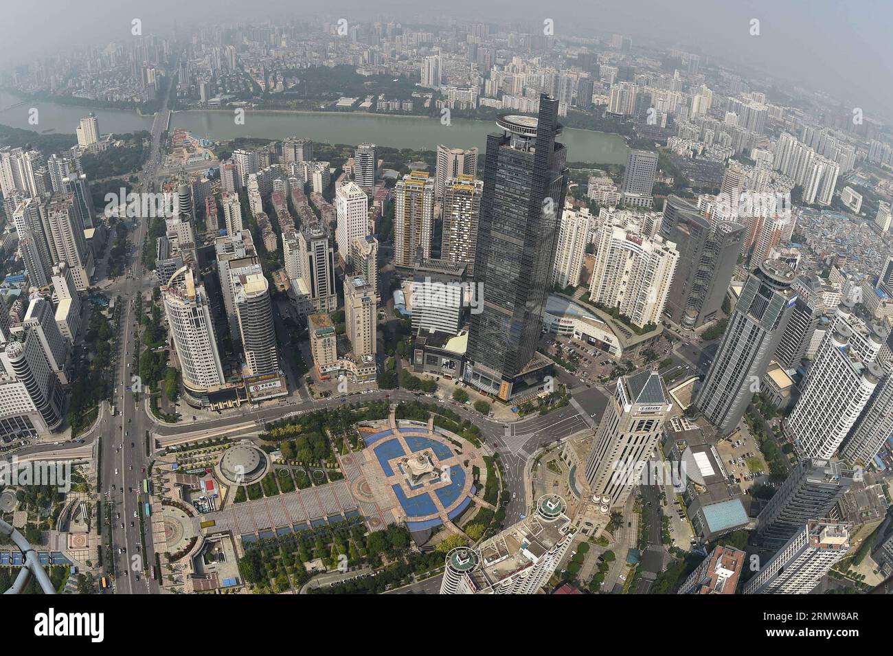 Aerial photo taken on Oct. 12, 2014 shows a view of Nanning, host city ...