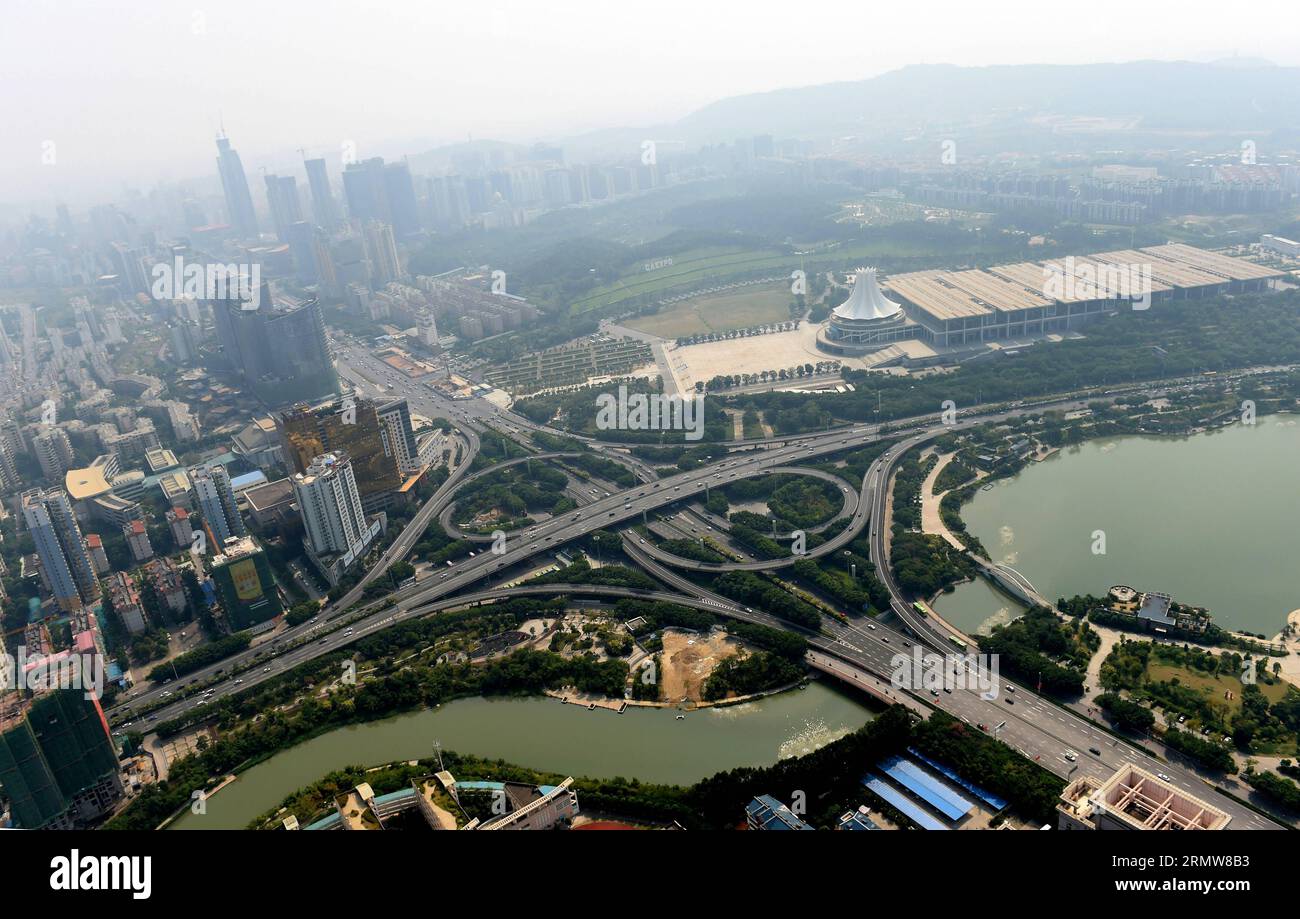 Aerial photo taken on Oct. 12, 2014 shows a view of Nanning, host city ...