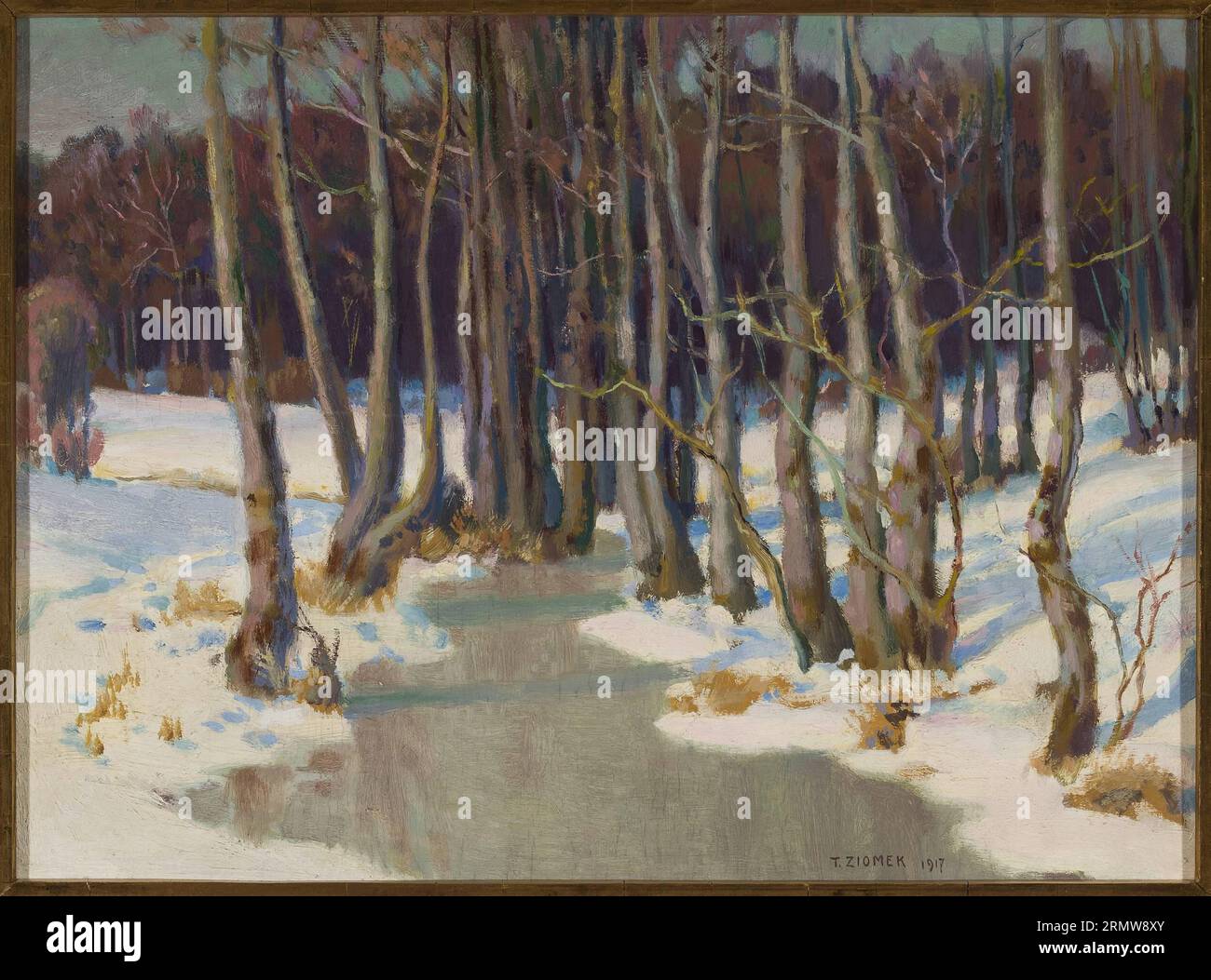 Forest stream in winter 1917 by Teodor Ziomek Stock Photo - Alamy