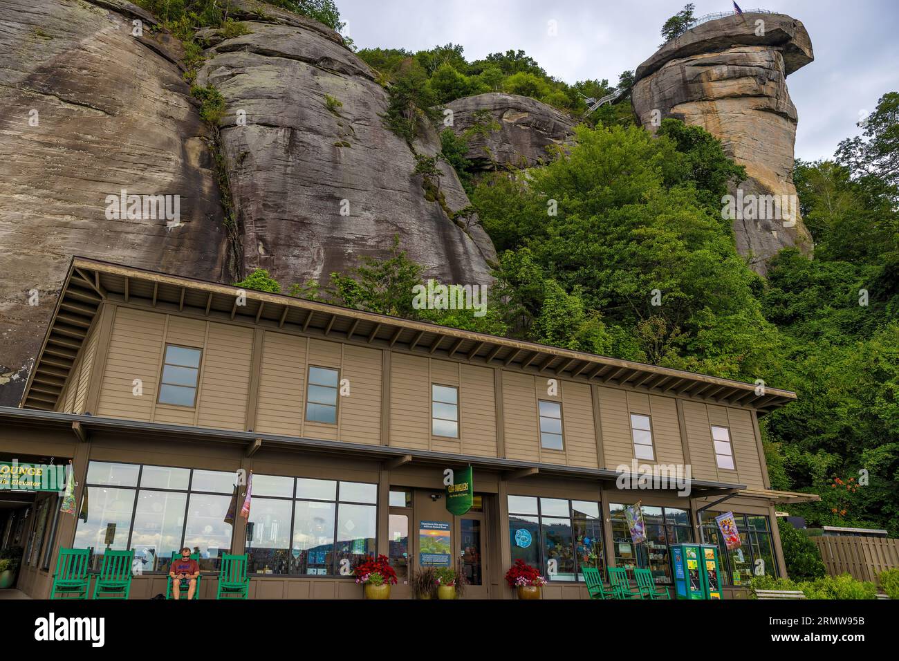 Chimney Rock, North Carolina, USA - August 11, 2023:Gift shop sits ...