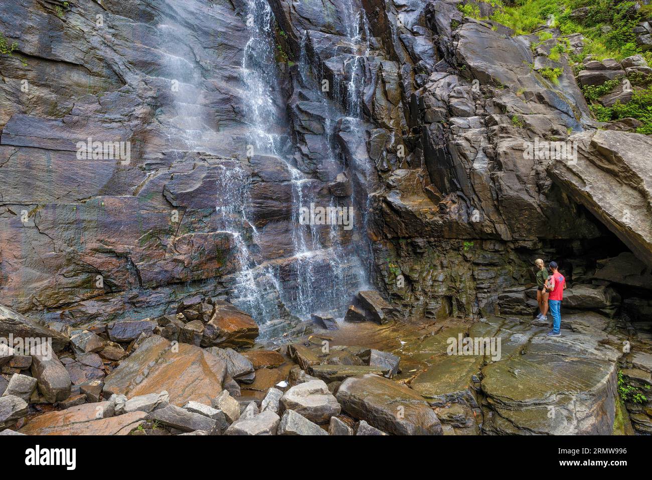 Chimney Rock, North Carolina, USA - August 11, 2023: Tourist stand at ...
