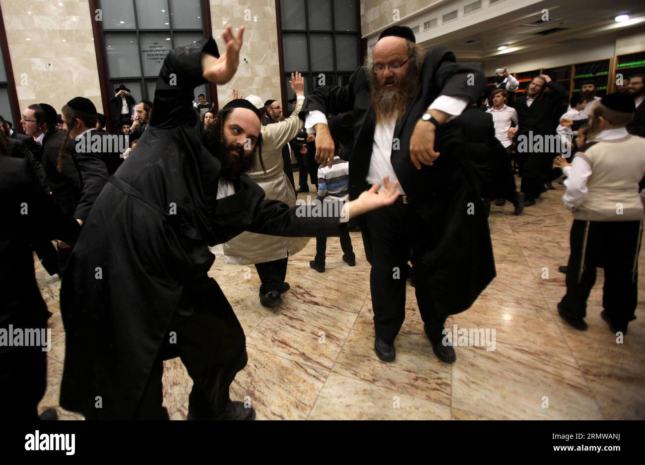 (141017) -- JERUSALEM, October 16, 2014 -- Ultra-Orthodox Jewish dance ...