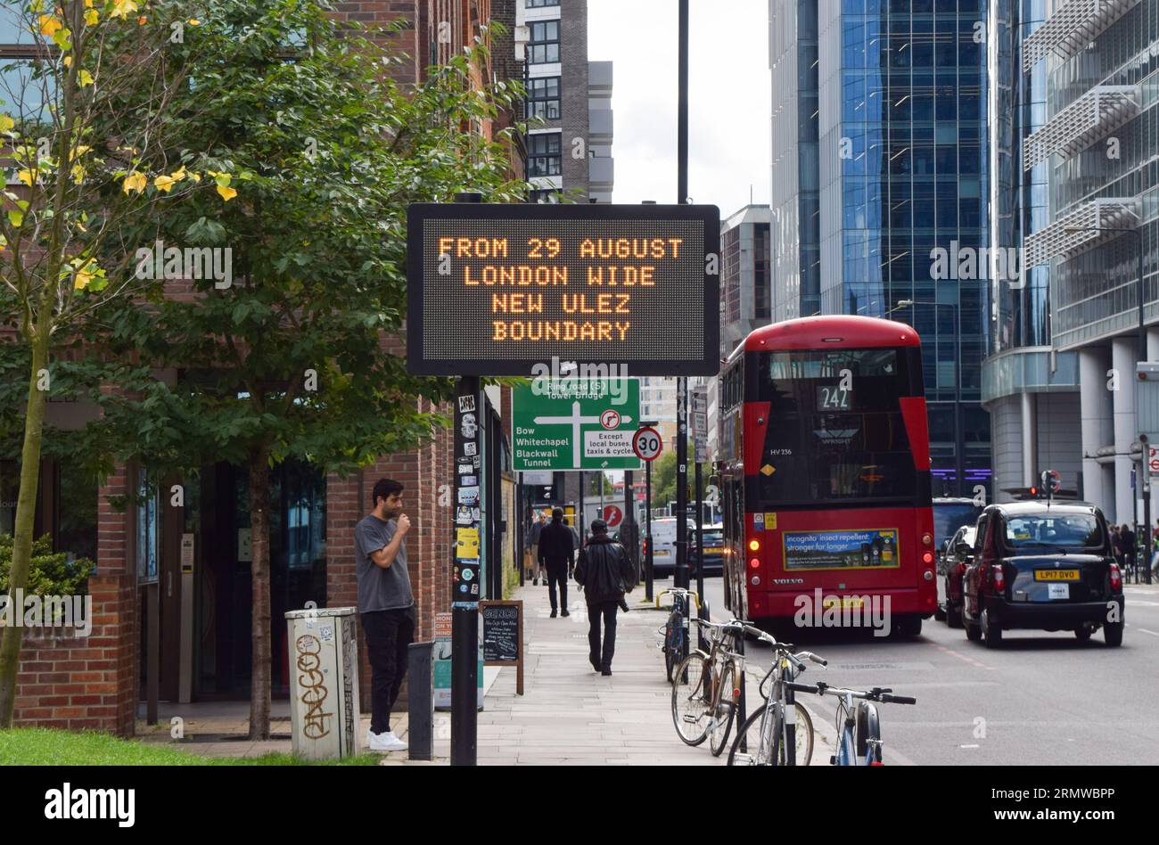 London, England, UK. 30th Aug, 2023. A sign in central London displays ...