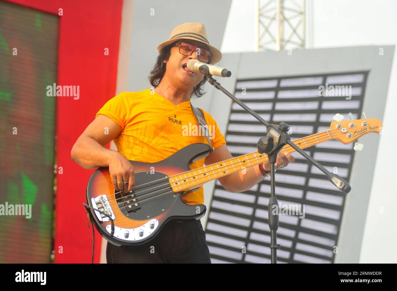 Shafin Ahmed, Miles band bass guitarist and vocal performs during the ...