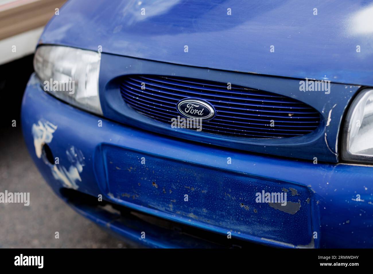 Minsk, Belarus, August 2023 - Logo of ford on old rusty car. The Ford ...