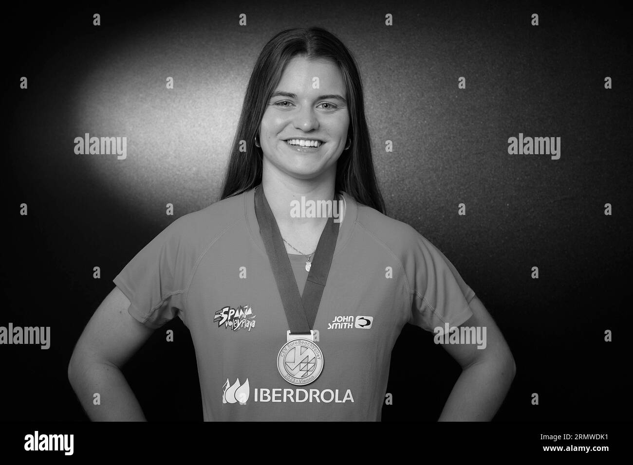 One of the European beach volleyball runners-up Daniela Alvarez poses ...