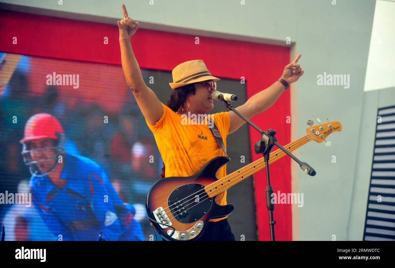 Shafin Ahmed, Miles band bass guitarist and vocal performs during the ...
