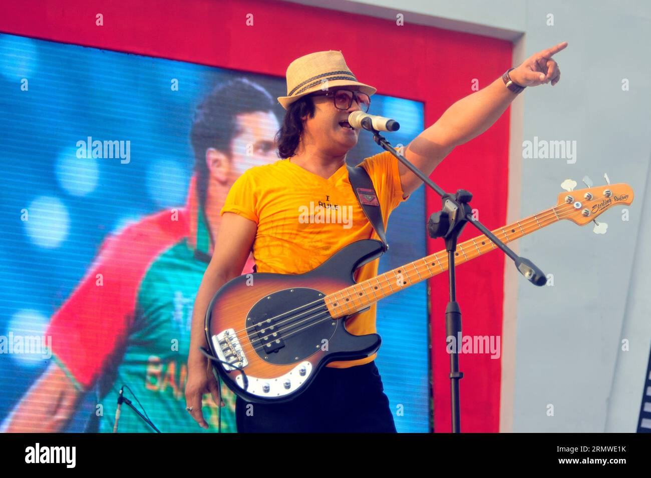 Shafin Ahmed, Miles band bass guitarist and vocal performs during the ...