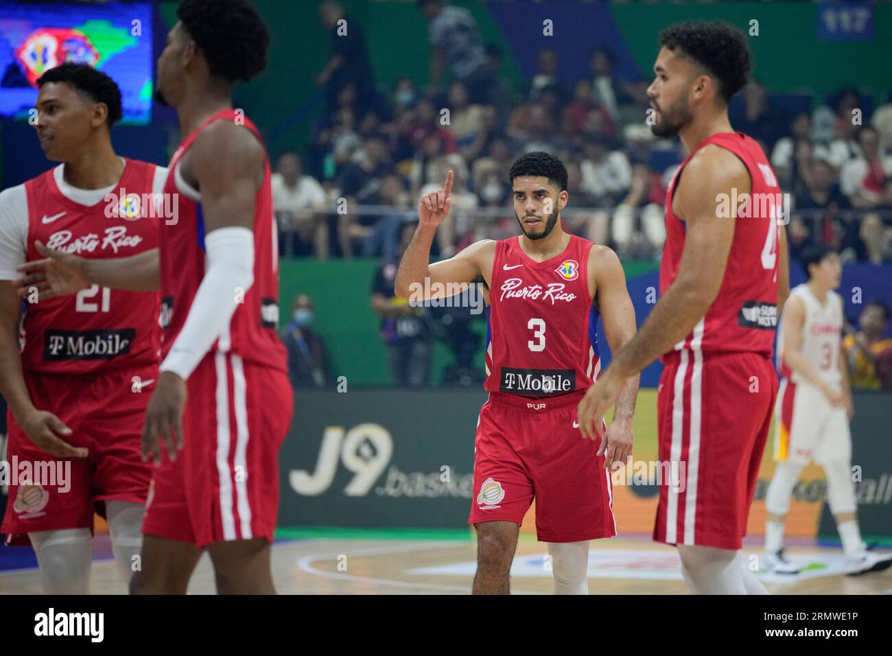 Puerto Rico guard Jordan Howard (3) gestures after winning against ...