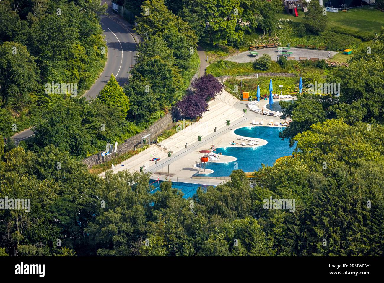 Aerial view, outdoor pool, Annen, Witten, Ruhr area, North Rhine ...