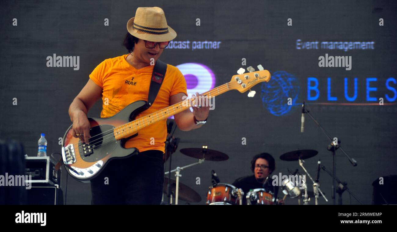 Shafin Ahmed, Miles band bass guitarist and vocal performs during the ...