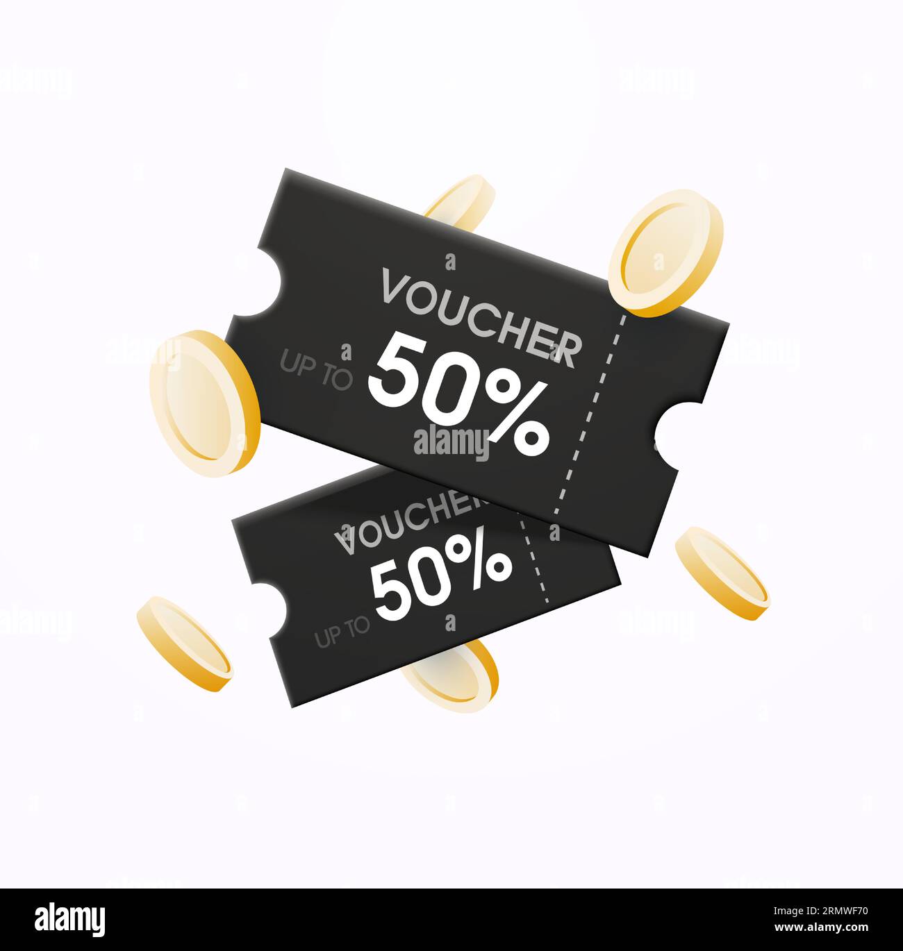 Black and white voucher card cash back template design with coupon code ...