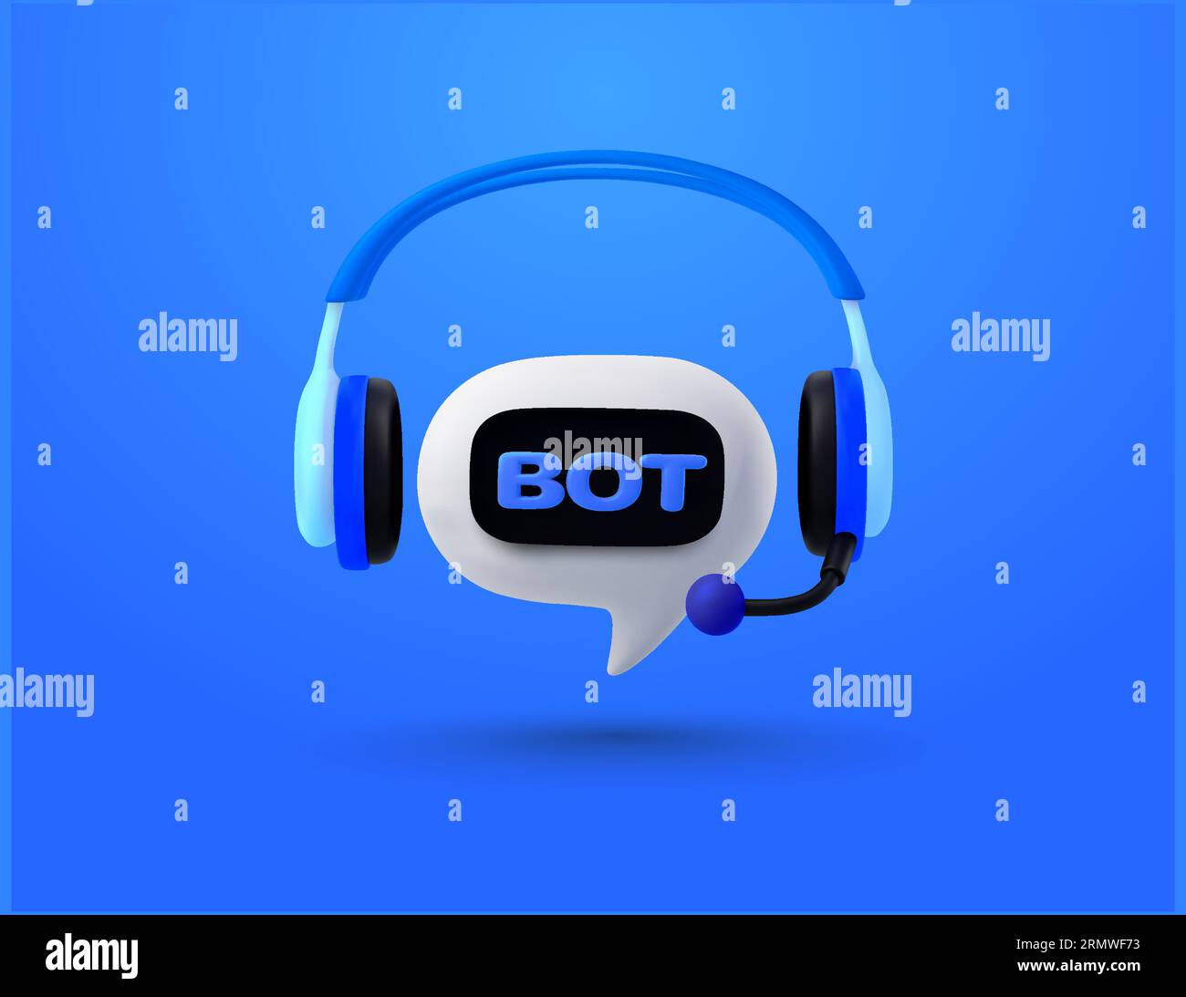 3d chatbot icon with headphone, microphone, online support bubble ...