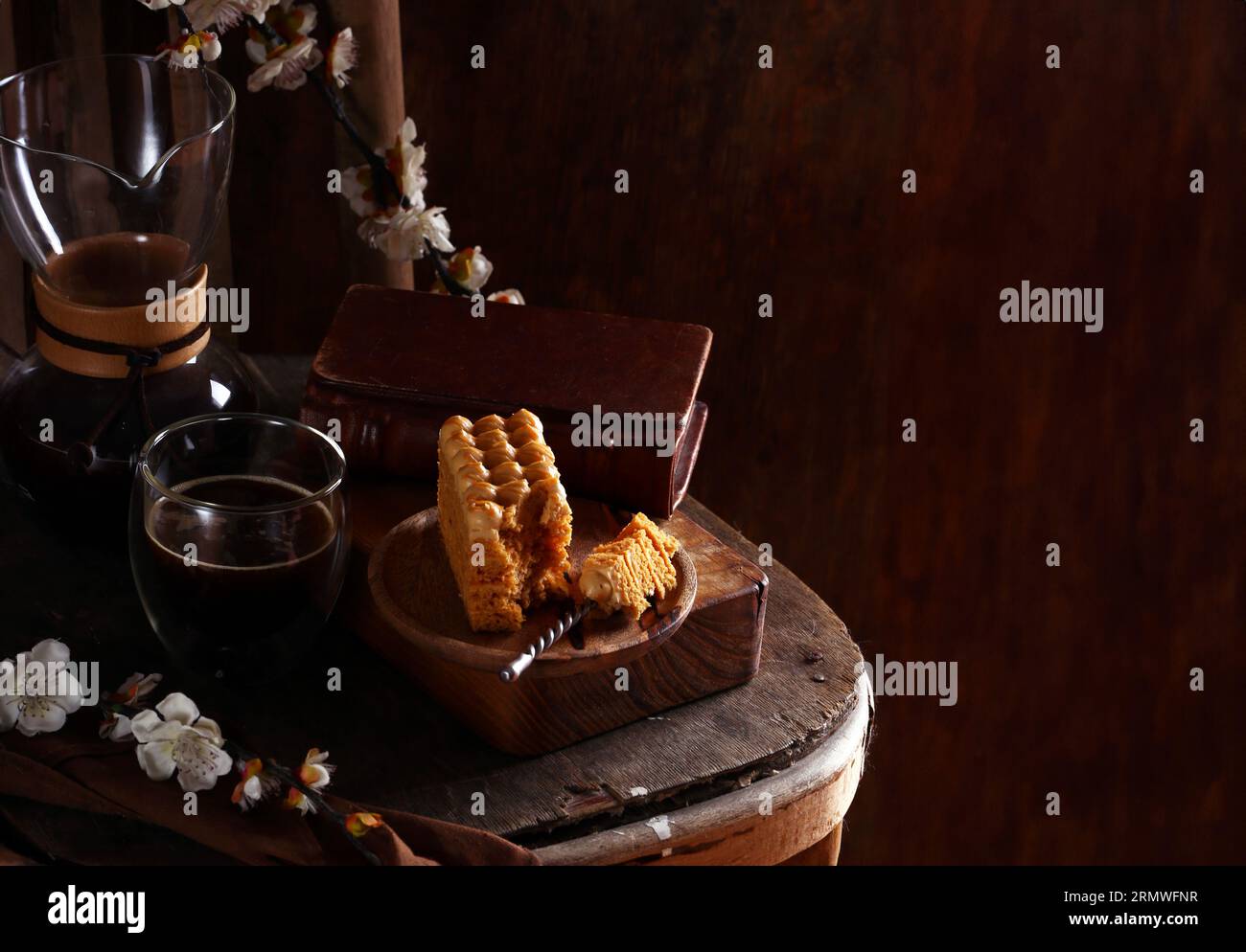 atmospheric still life dessert, dark style Stock Photo - Alamy