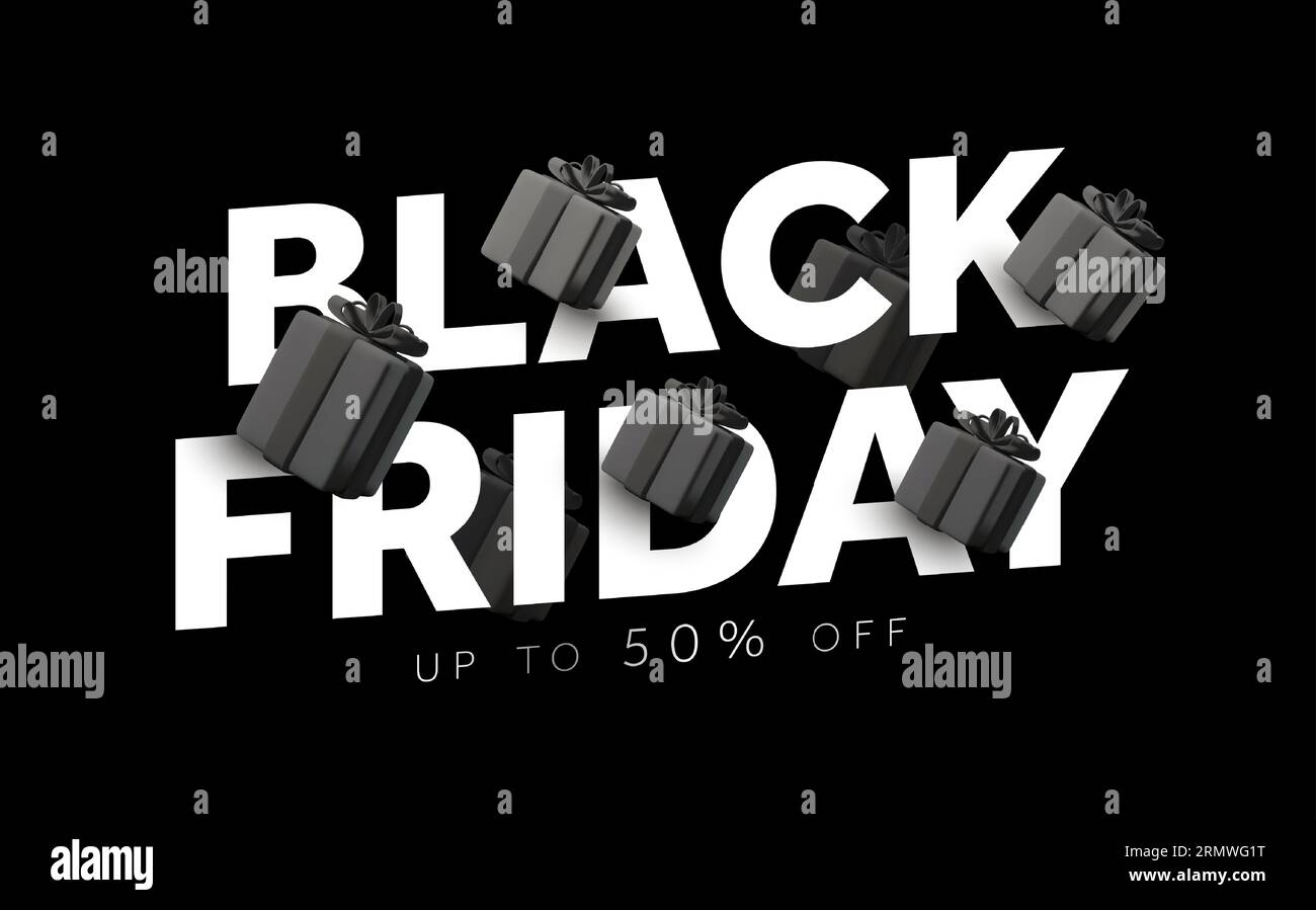3d black friday banner template in minimal style. Online shopping ...