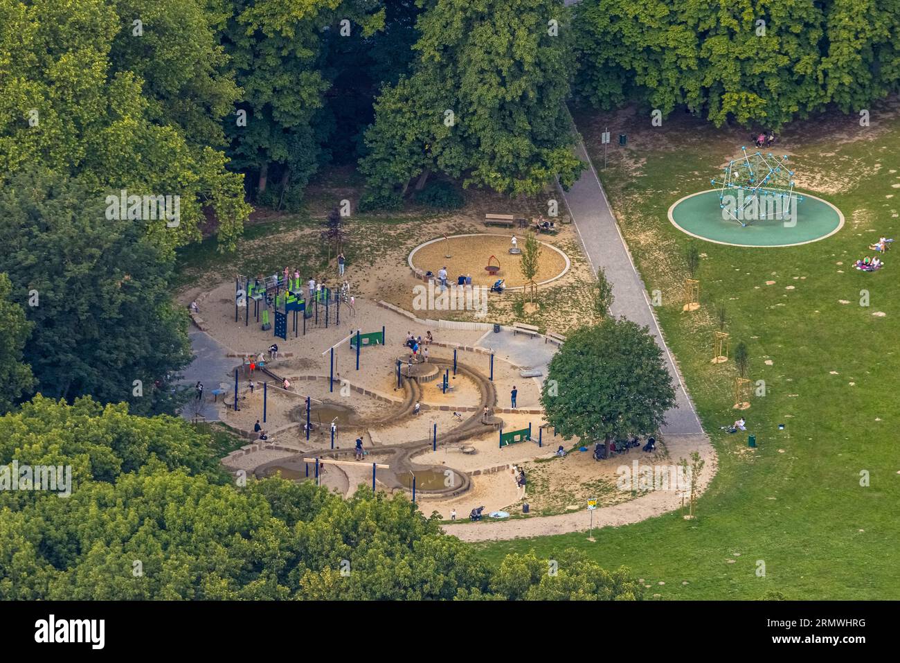 Aerial view, New playground on the Hohenstein, Witten, Ruhr area, North ...