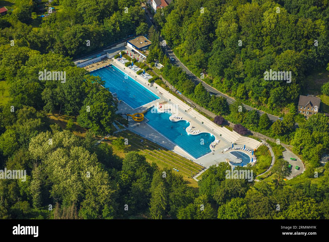 Aerial view, outdoor pool, Annen, Witten, Ruhr area, North Rhine ...