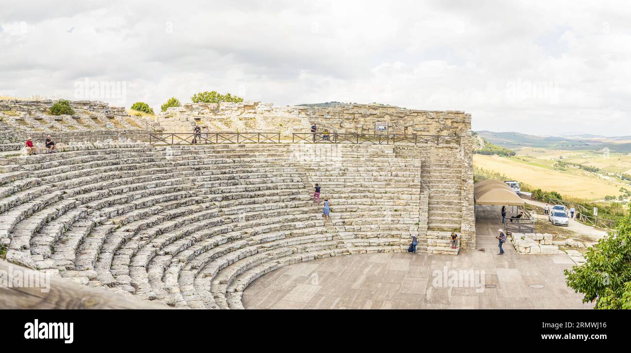 View of the ancient amphitheater of Segesta. June 2023 Calatafimi ...
