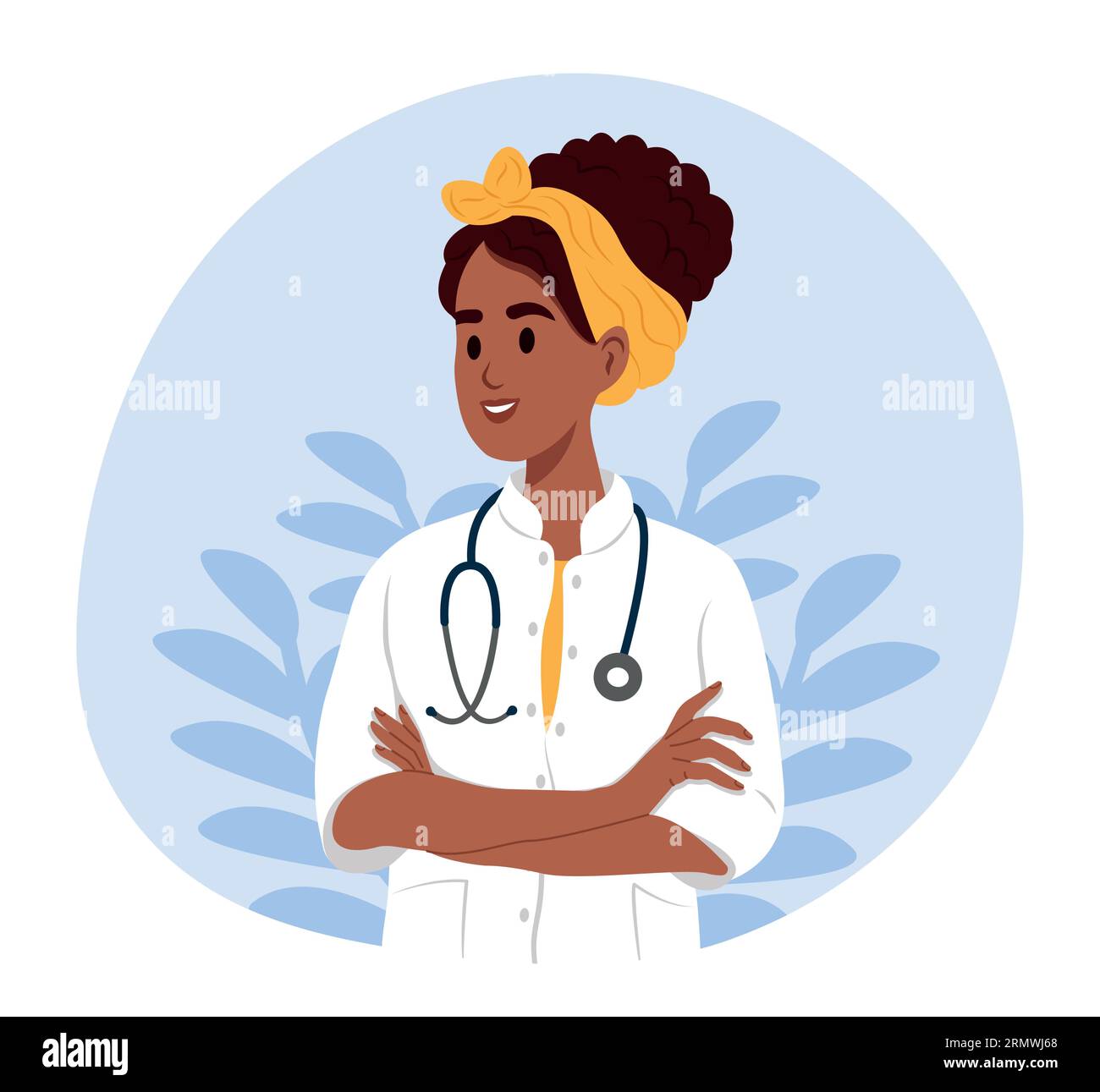 National Doctors' Day. African American woman doctor portrait. Smiling therapist, general ...