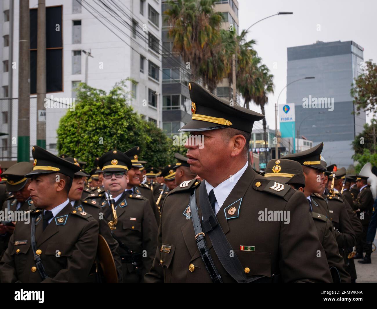 Lima, Peru - July 29 2023: Peruvian Military Men in Green Uniforms with ...