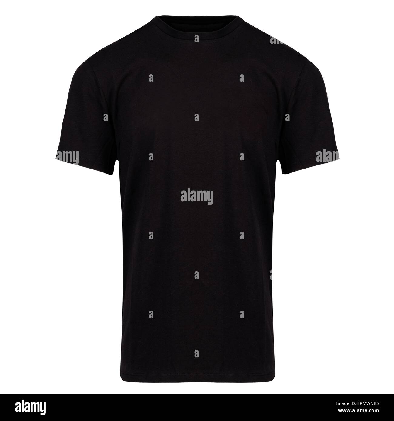 Black T-shirt Mockup on White: Front View Ghost Shot Stock Photo - Alamy