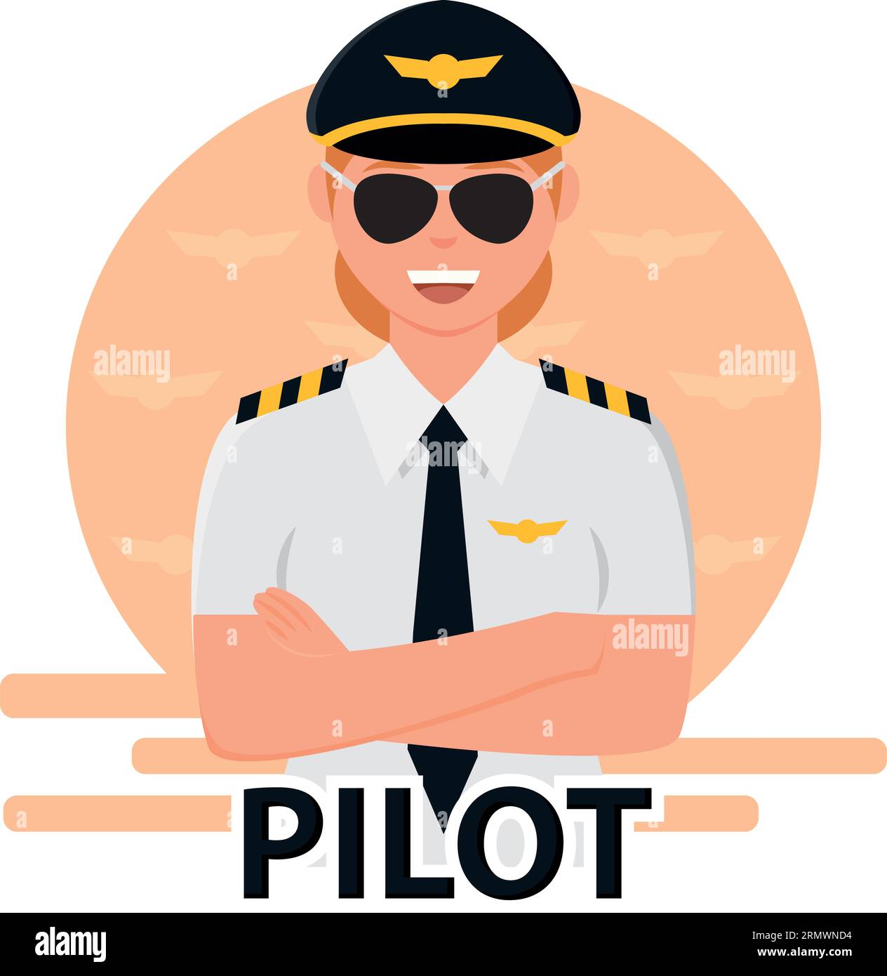 Isolated cute female pilot character Profession Vector Stock Vector ...