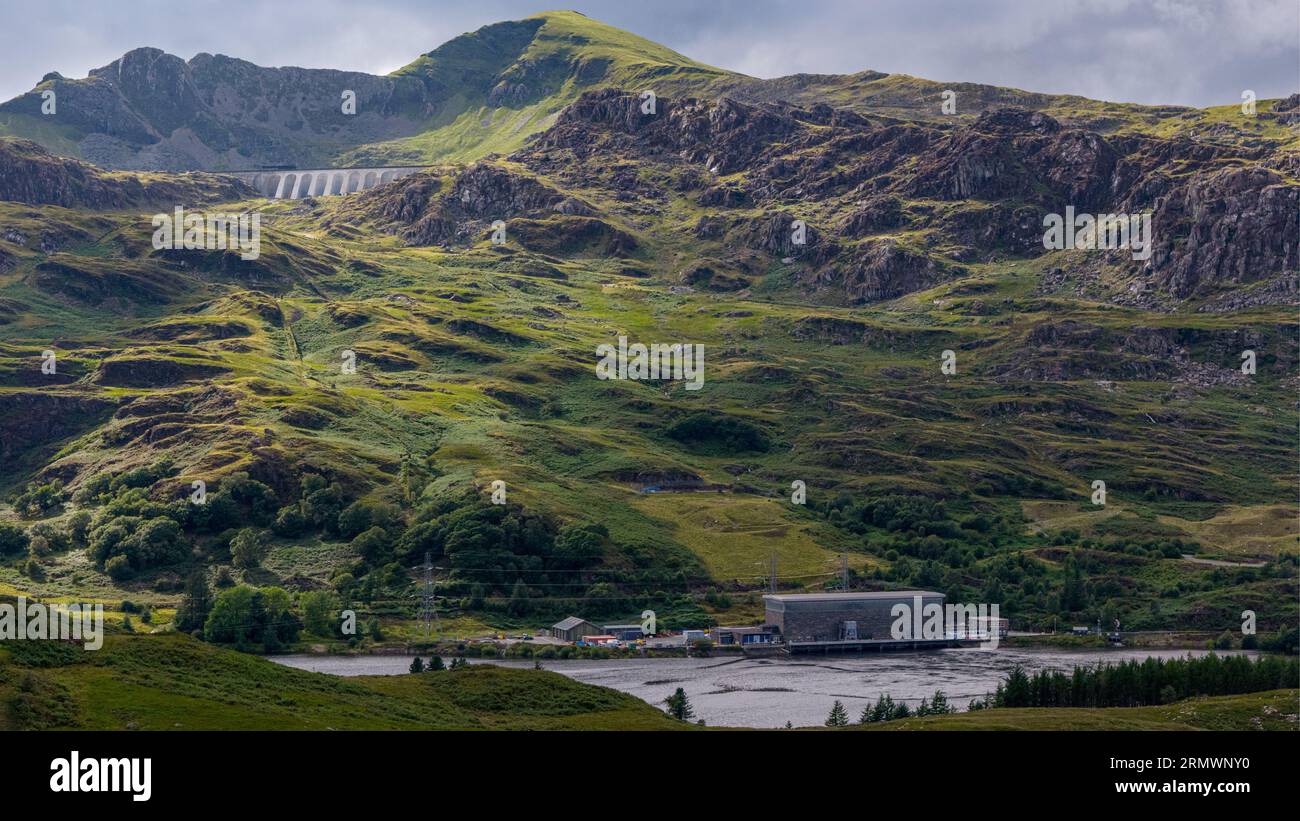 An aerial view of stunning Stwlan Dam and Hydroelectric Power Station ...